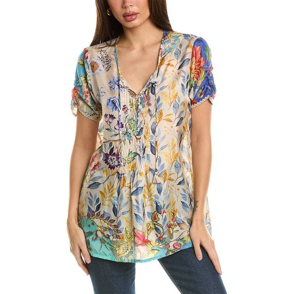Johnny Was | Tops | Johnny Was Blu Mai Silk Tunic | Poshmark